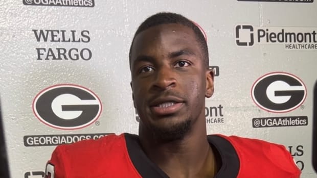 Georgia RB Branson Robinson reacts to rushing in first touchdown after ...