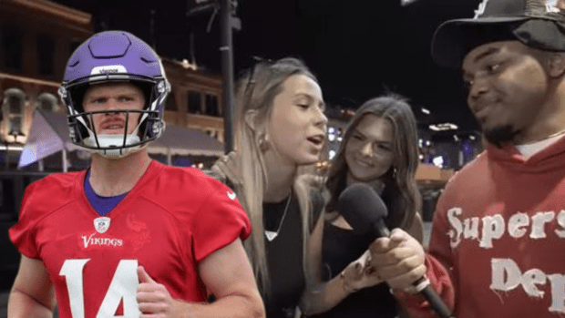 Vikings quarterback Sam Darnold seems to be a big fan of the Hawk Tuah girl