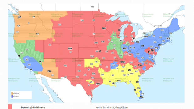 Ravens vs. Lions Week 7 broadcast map: Will you be able to watch on TV?