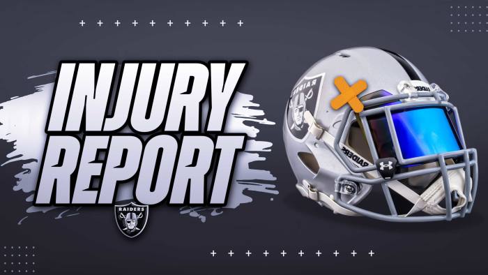 Raiders' Friday injury report for Week 14 vs. Vikings Raiders' Friday injury report for Week 14 vs. Vikings