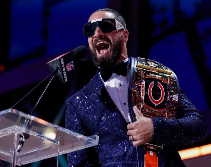 Seth Rollins reflects on announcing the 56th overall pick for the Bears ...