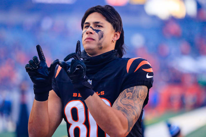 Bengals WR Andrei Iosivas explains the practicality behind his offseason change and the results ...