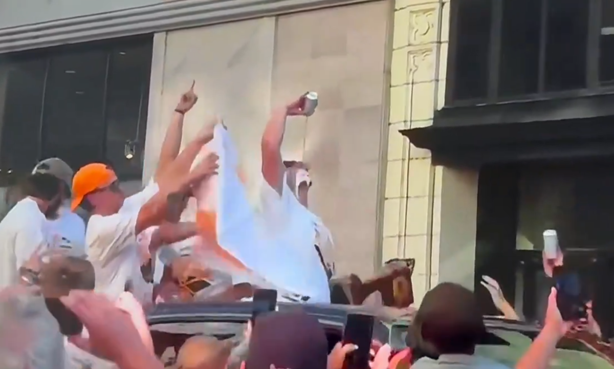 Tennessee first baseman Blake Burke does his best Stone Cold Steve ...