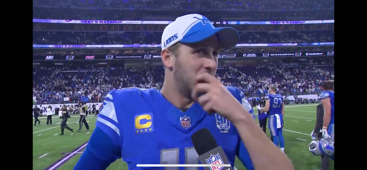 Jared Goff gets emotional in post game interview after win