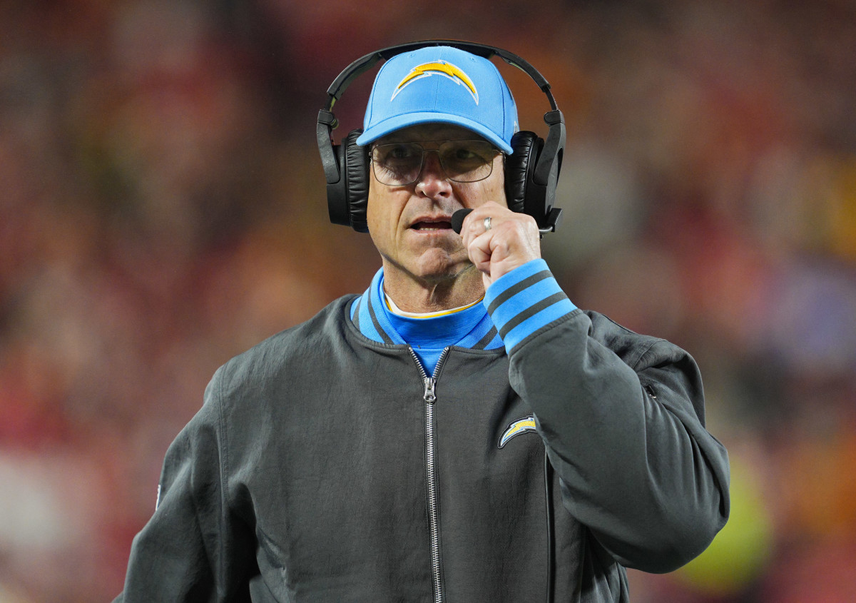 Chargers' Jim Harbaugh swallows his pride in latest ESPN 2025 mock ...