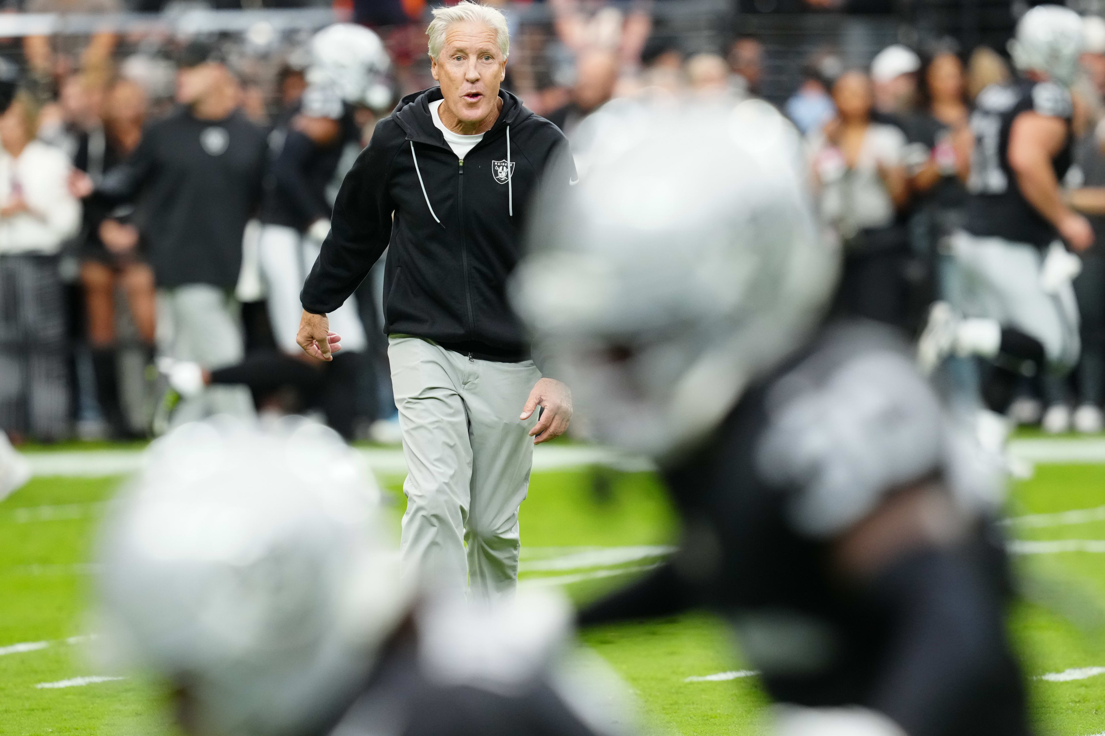 Pete Carroll provides an injury update for the Las Vegas Raiders after their close loss to the ...